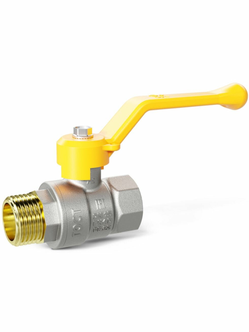 Кран шаровый 1/2" ВН LD Pride ручка желтая, внутренняя/наружная резьба 47.15. В-Н. Р GAS