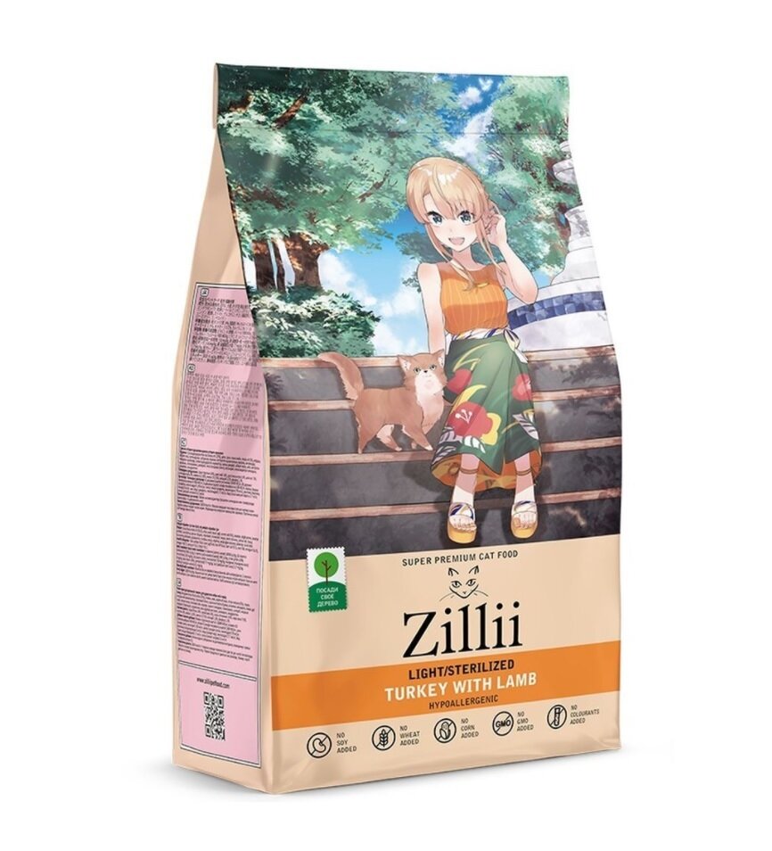 Корм для кошек с избыточным весом ZILLII (Зилли) Cat Sterilized Light индейка и ягненок 10кг