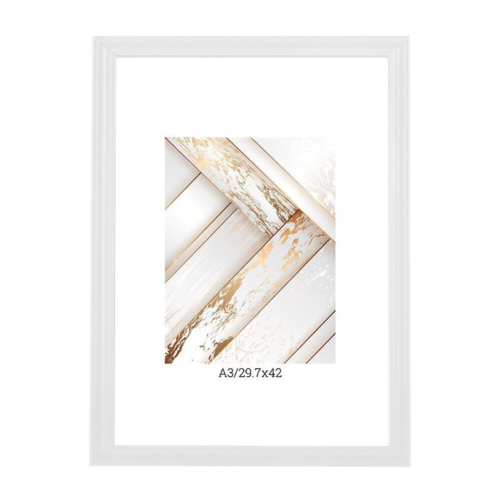 Фоторамка, рамка для фотографии, постера, рисунка, вышивки 30х42 см, 29,7х42 (a3) см, галерейная 3, фигурный багет, белая GF 6604