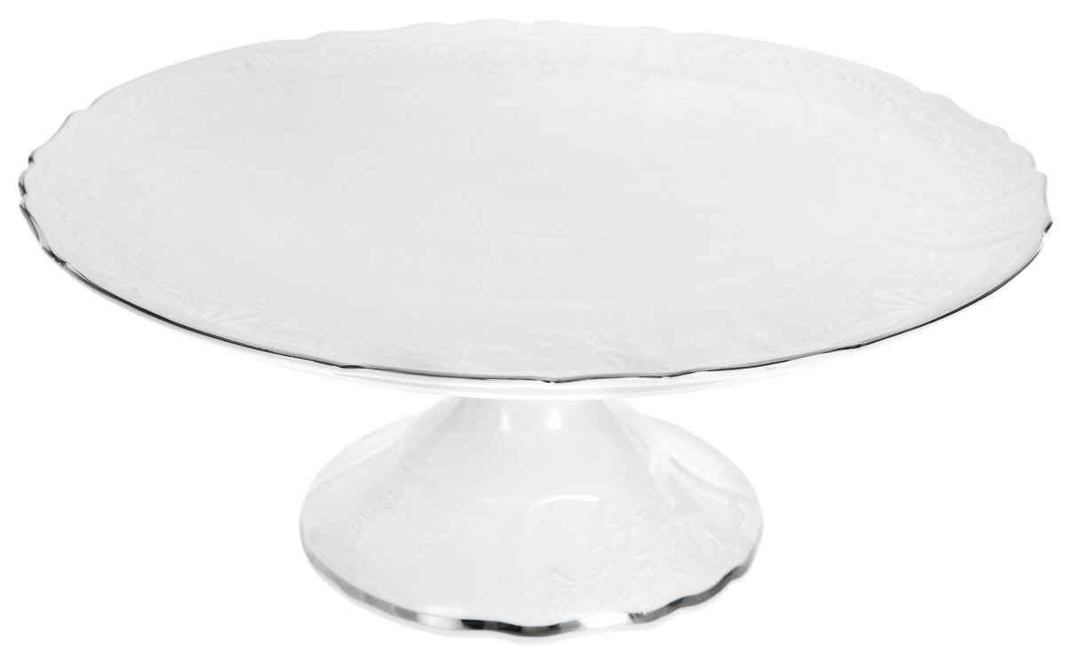 Блюдо для торта на ножке 32 см; "Bernadotte", декор "Деколь, отводка платина", Thun/ БТФ0177
