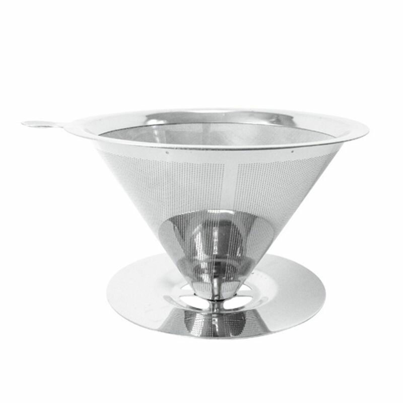 V60 Фильтр для кофе из нержавеющей стали с основанием, 1-8 человек 300 меш
