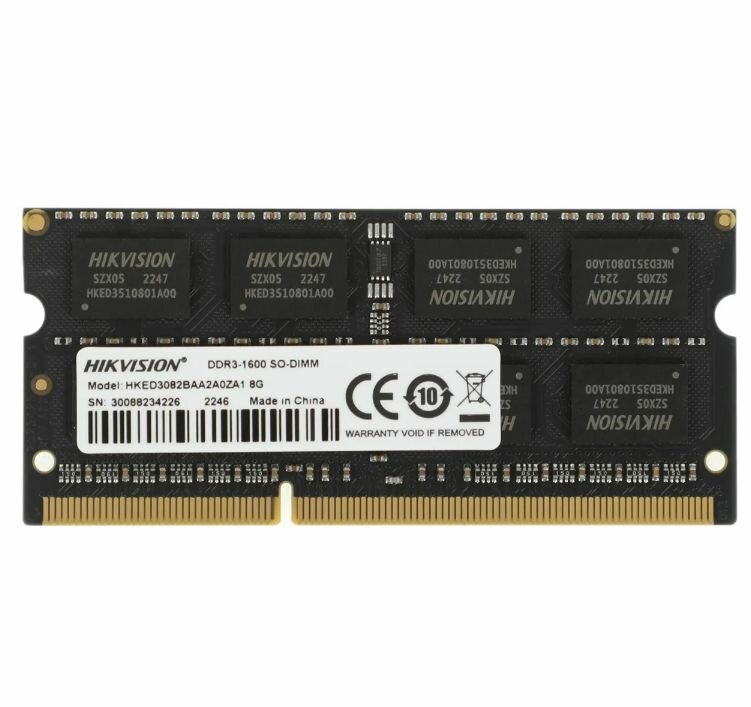 Оперативная память Hikvision HKED3082BAA2A0ZA1/8G (HKED3082BAA2A0ZA1/8G) SO-DIMM DDR3L 8 ГБ - DDR3L, 8 ГБx1шт, 1600 МГц