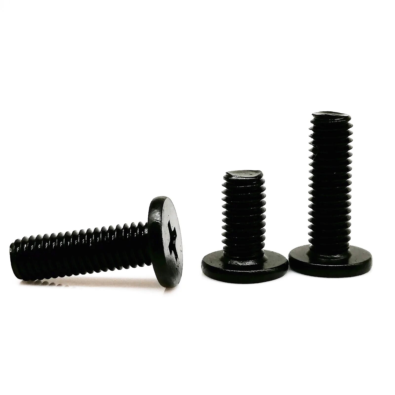 Винт стальной с плоской головкой под крест, диаметр резьбы М1.2-М4, длина 2-20 мм, цвет черный, 50 шт