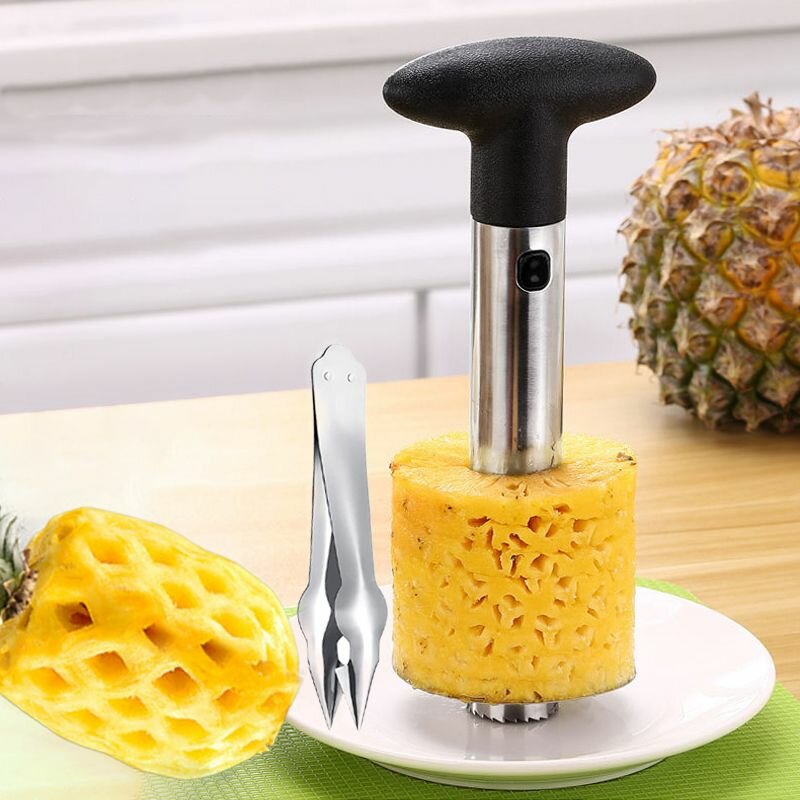 Нож для удаления сердцевины ананаса и овощей из нержавеющей стали с пинцетом для клубники и картофеля, удобный кухонный инструмент для нарезки и чистки фруктов