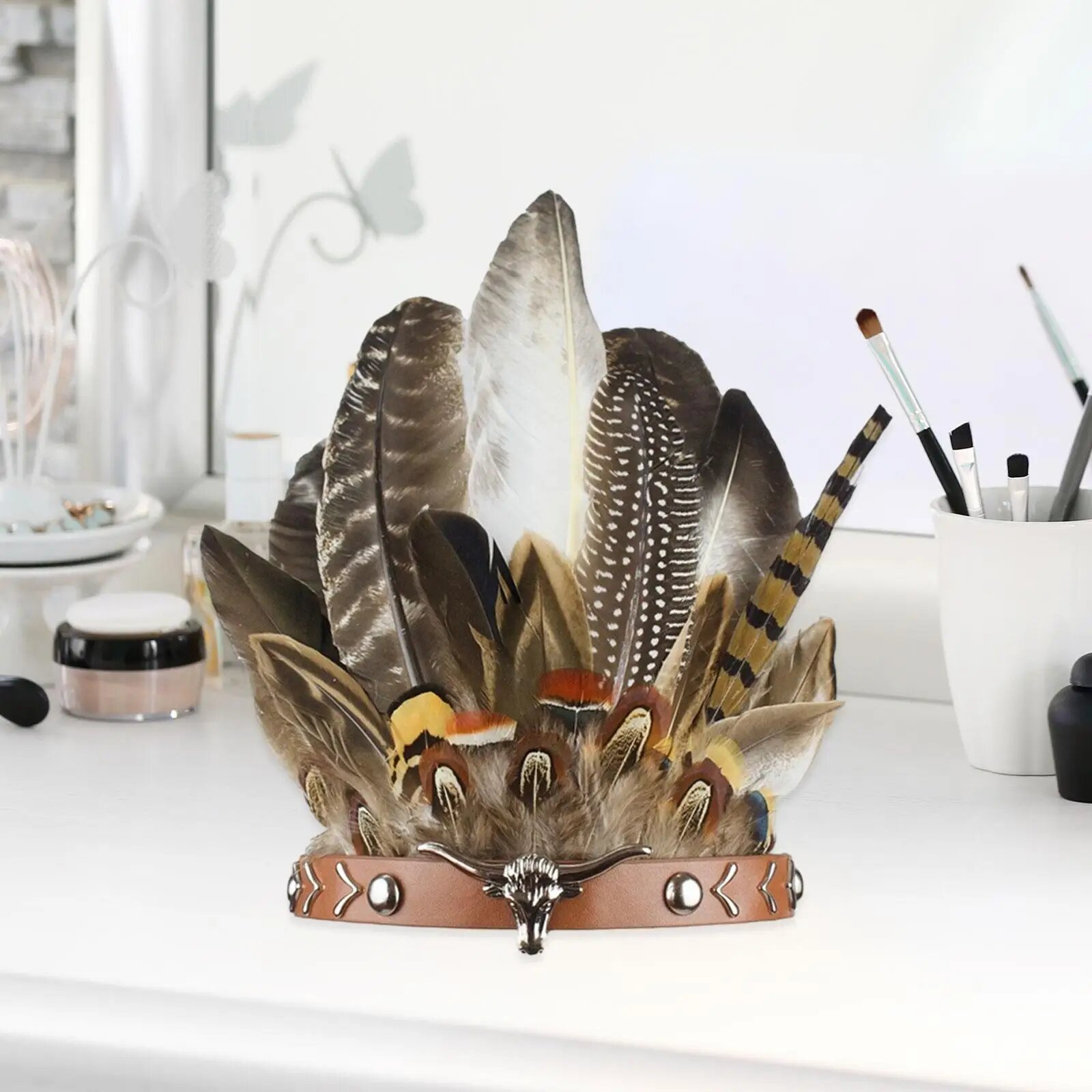 Индийская повязка на голову с перьями Индийский головной убор индейцев для маскарада