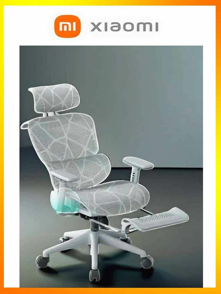 Игровое компьютерное кресло с подножкой и поясничной поддержкой, эргономичное офисное кресло с 3D подлокотниками и откидной спинкой до 135, подъём и вращение 360, серое