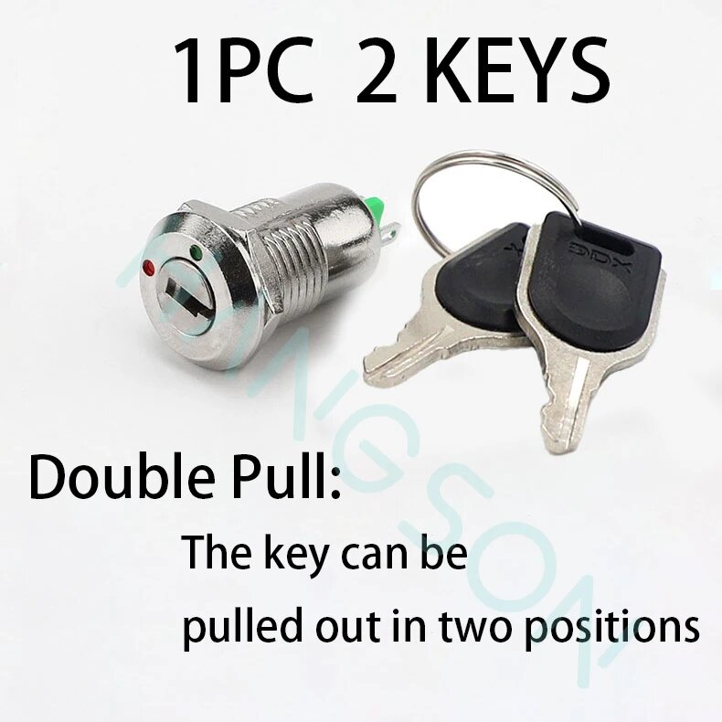 Замок поворотный 12 мм, 2 ключа, Double Pull, KeySwitch
