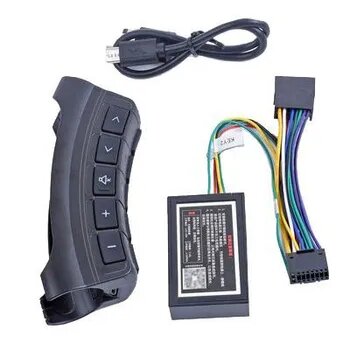 Беспроводной пульт для магнитолы на руль, подсветка могут переключать цвета, а установка pin-to-pin является неразрушающей, в форме полумесяца, 10 пуговиц, черный-L