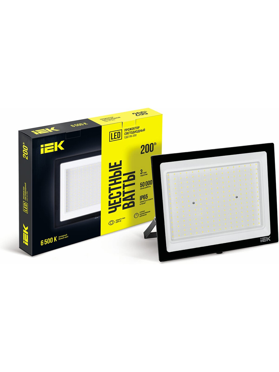 Прожектор светодиодный IEK СДО 06-200 6500K IP65 черный LPDO601-200-65-K02
