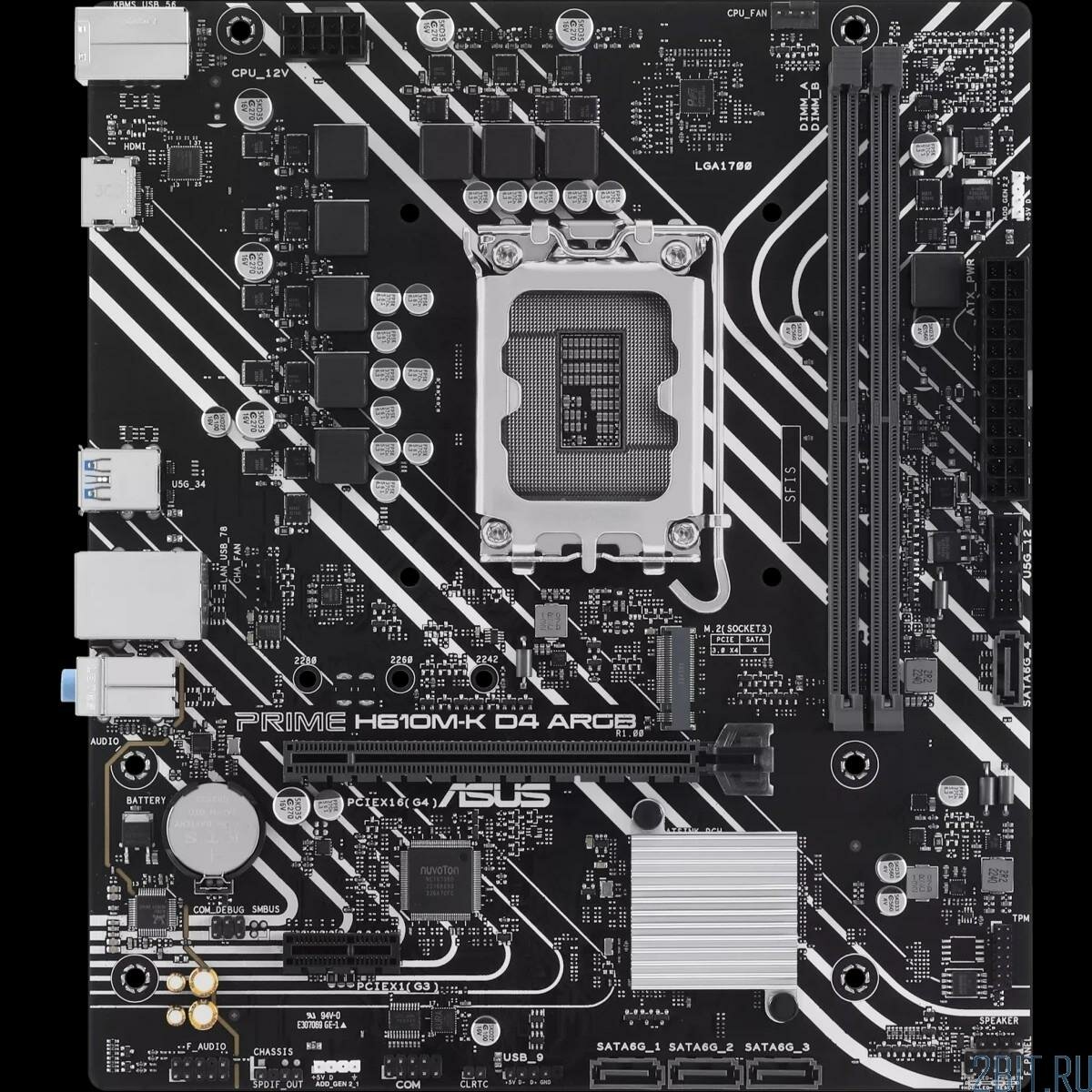 Материнская плата Asus PRIME H610M-K D4 ARGB Soc-1700 Intel H610 2xDDR4 mATX AC`97 8ch(7.1) GbLAN+HDMI
