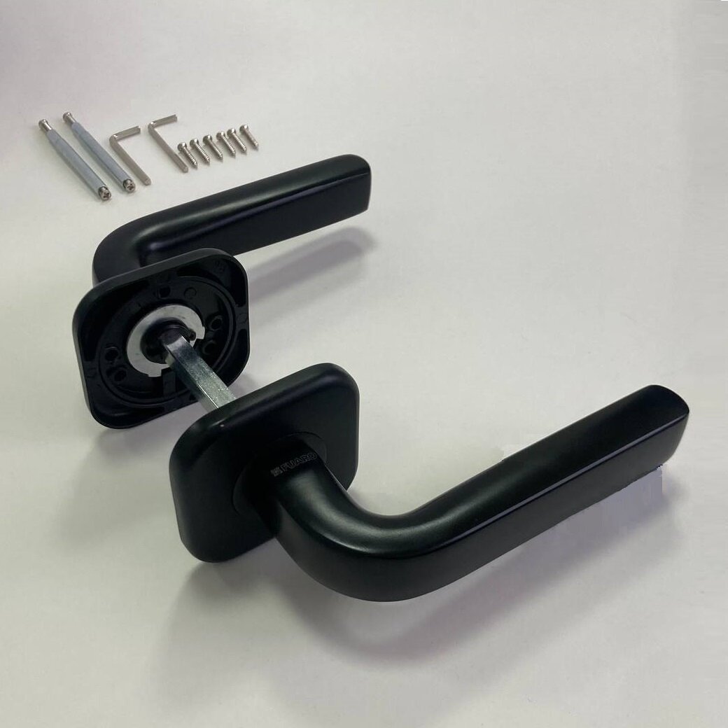 Комплект крепких ручек для входной двери Fuaro TOR XL чёрный матовый