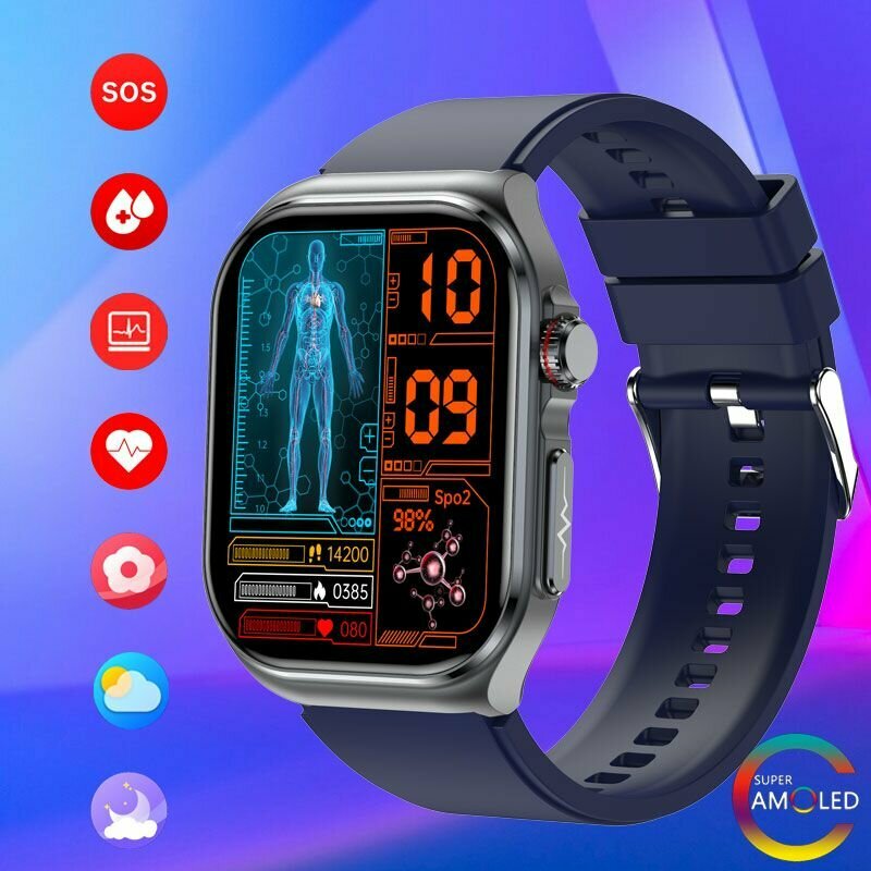 Умные часы для мужчин и женщин, с кислородом крови, ECG, Bluetooth-звонком, Несколько режимов упражнений, 530mAh