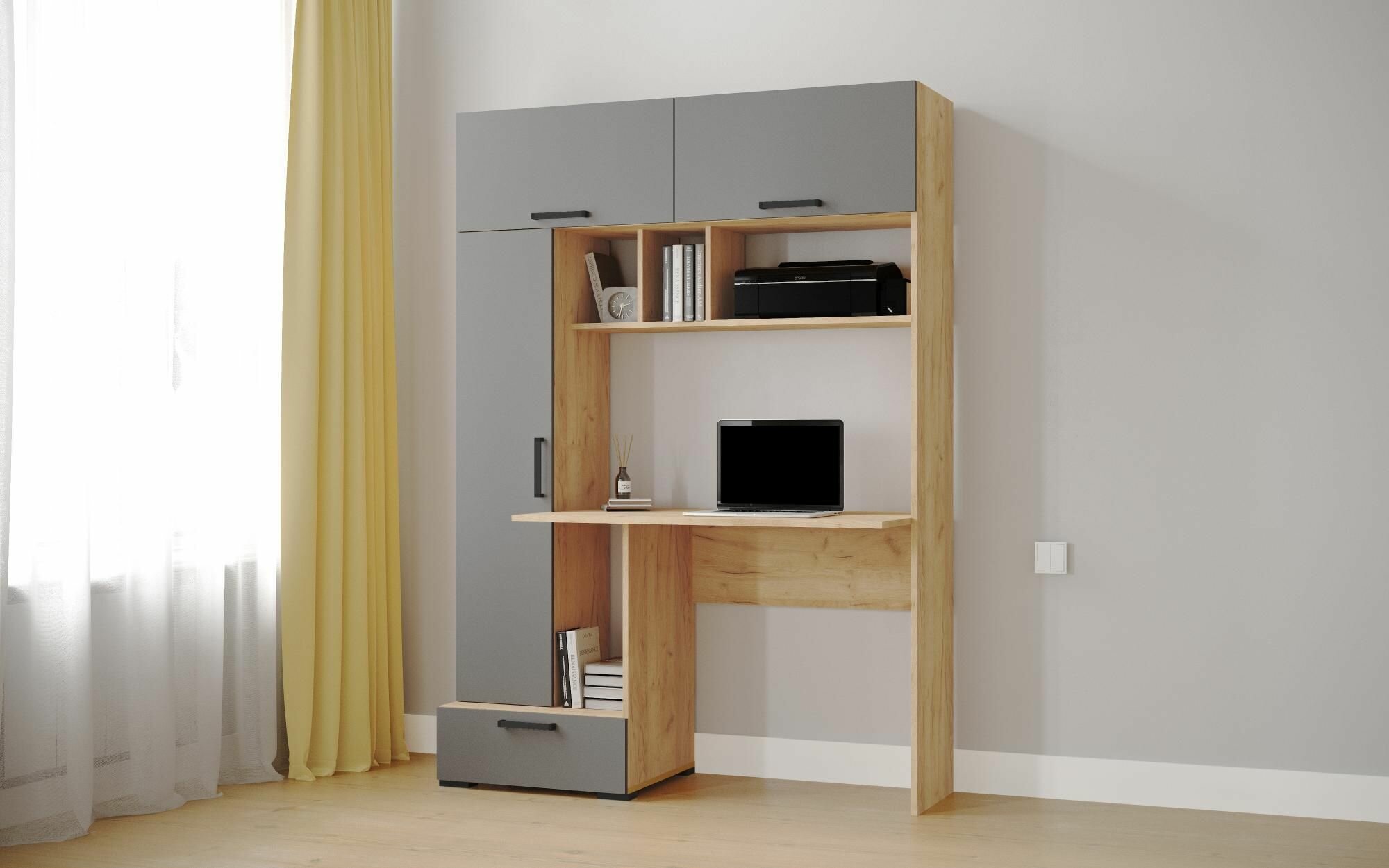 ARNIKA Компьютерный стол Квартет-11, Дуб крафт золотой, графит серый