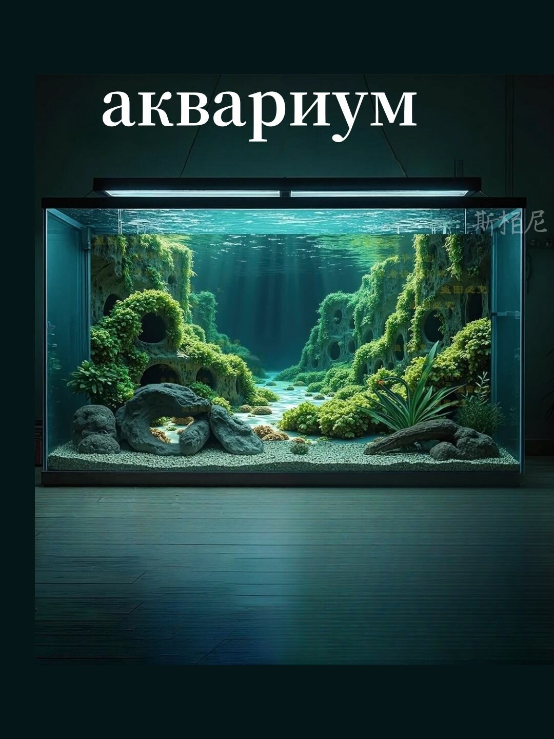 Фон для аквариума Декорации Составление ландшафта из водорослей,80x40см