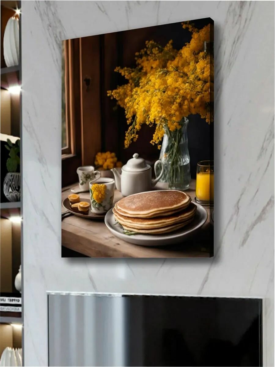 Картина Завтрак с цветами интерьерная 30х40см 1шт.