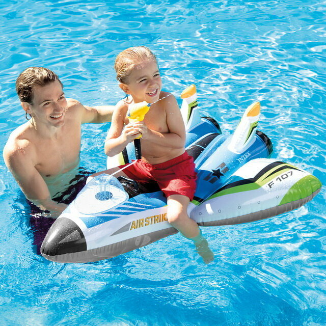 Надувная игрушка с водяным пистолетом Самолёт Air Strike 117*117 см, голубой, INTEX, 57536-1