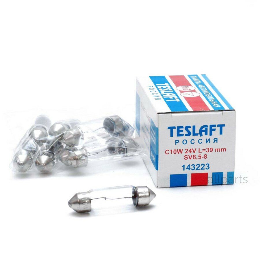 TESLAFT 143223 Лампа накаливания C10W. 24V/10W L=39mm. Цоколь SV8,5-8