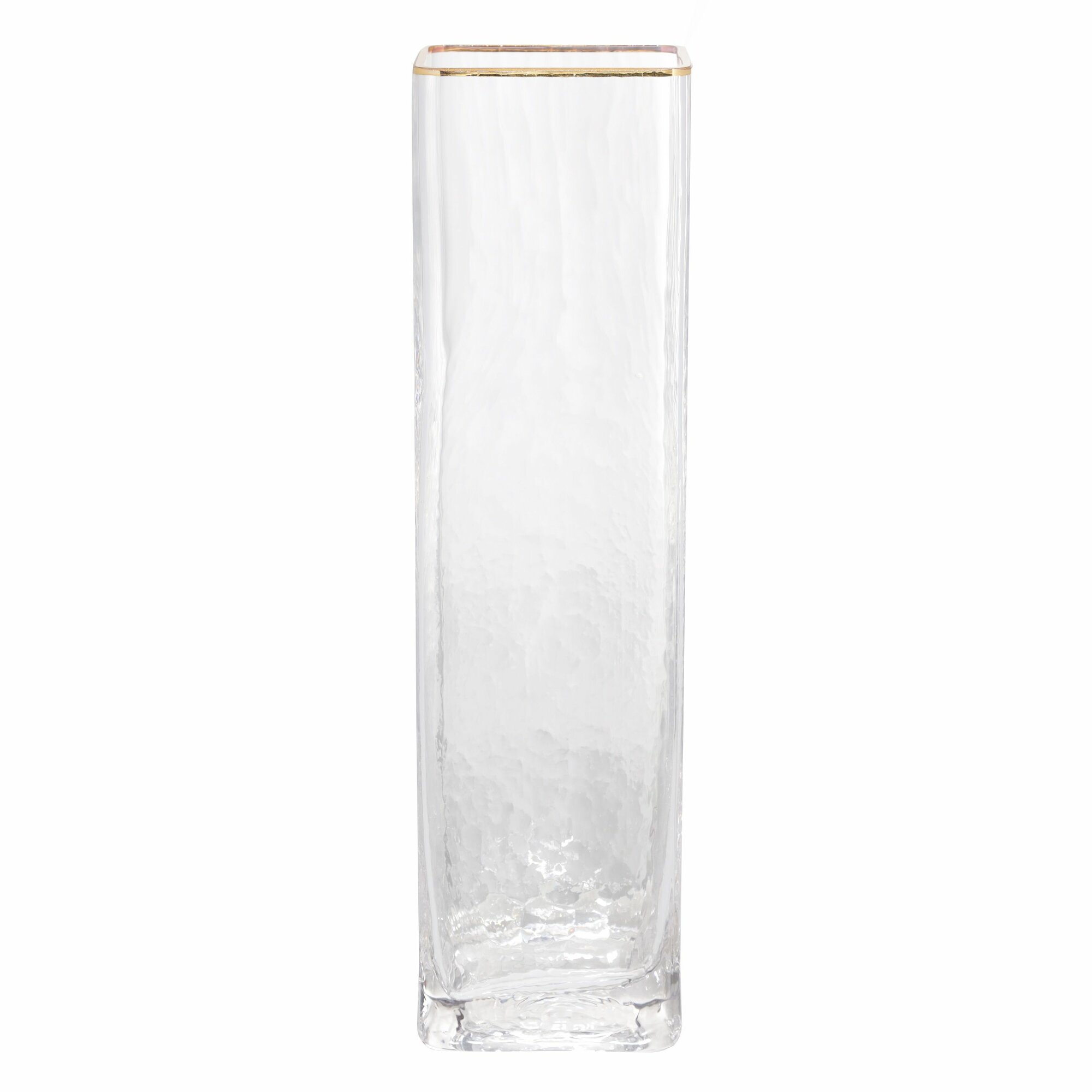 Ваза для цветов, Kuchenland, 30 см, стекло, прямоугольная, с золотистым кантом, Ripply Gold