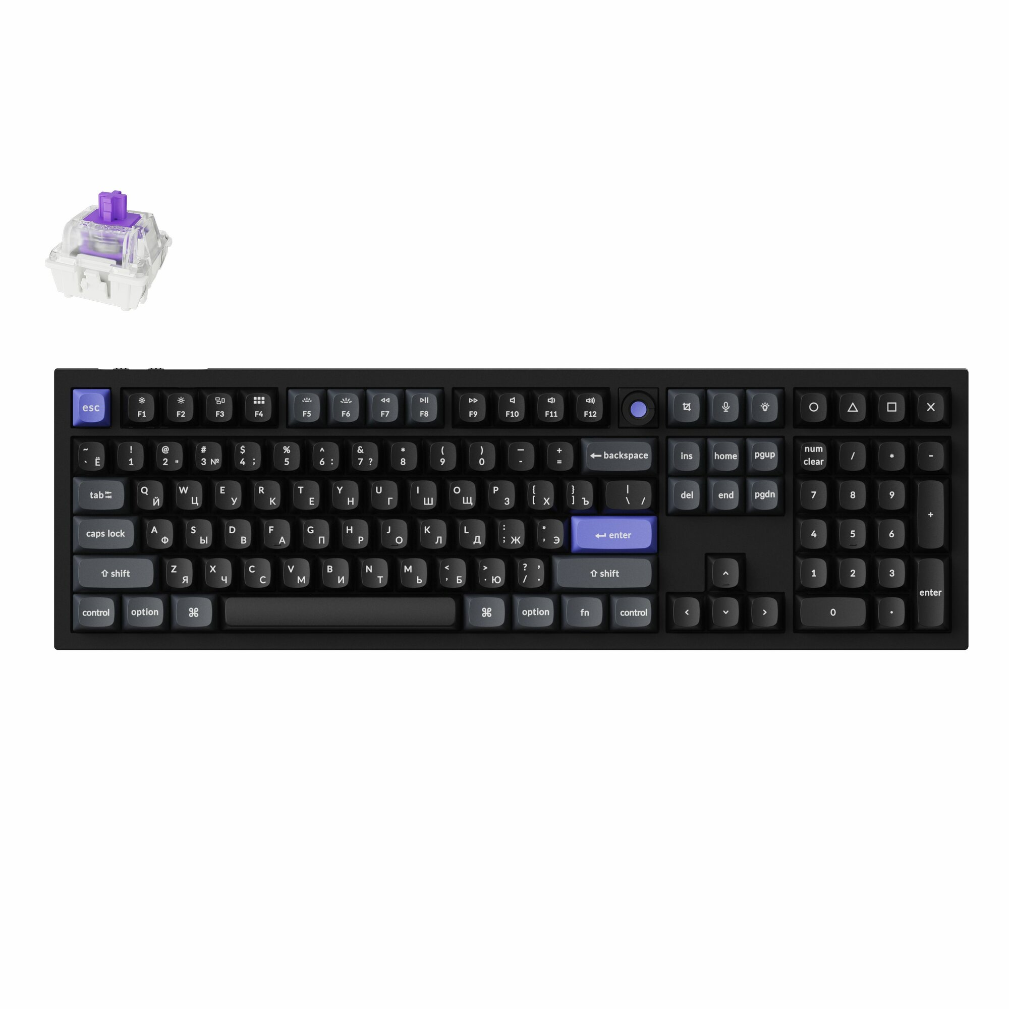 Механическая клавиатура Keychron Q6 HE Black - проводная, русская раскладка, RGB, Hot Swap, кейкапы без подсветки, линейные магнитные переключатели (Gateron Nebula)