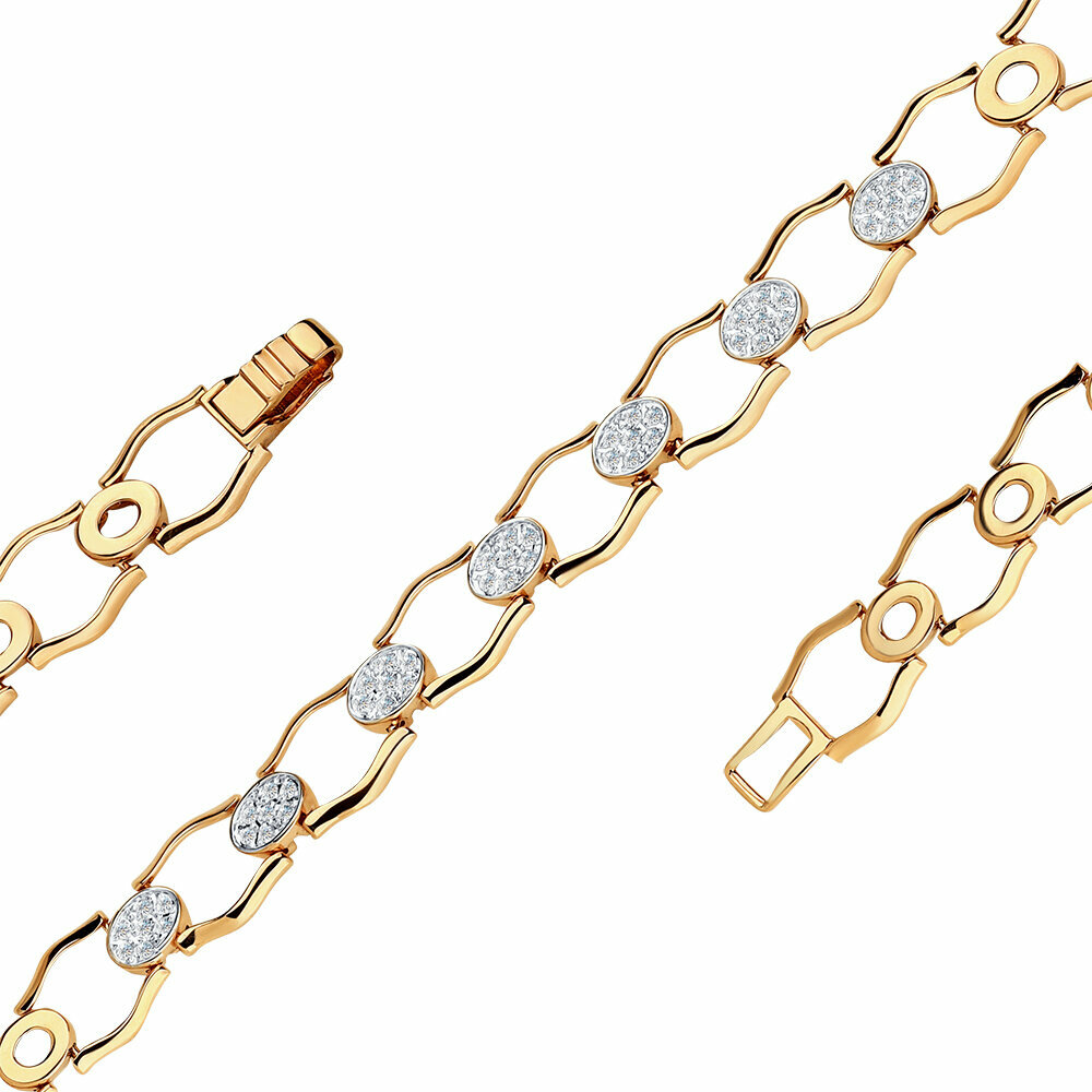 Браслет, красное золото, 585 проба, бриллиант