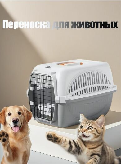 Переноска 47х30х31h см с дверцей с замком серая