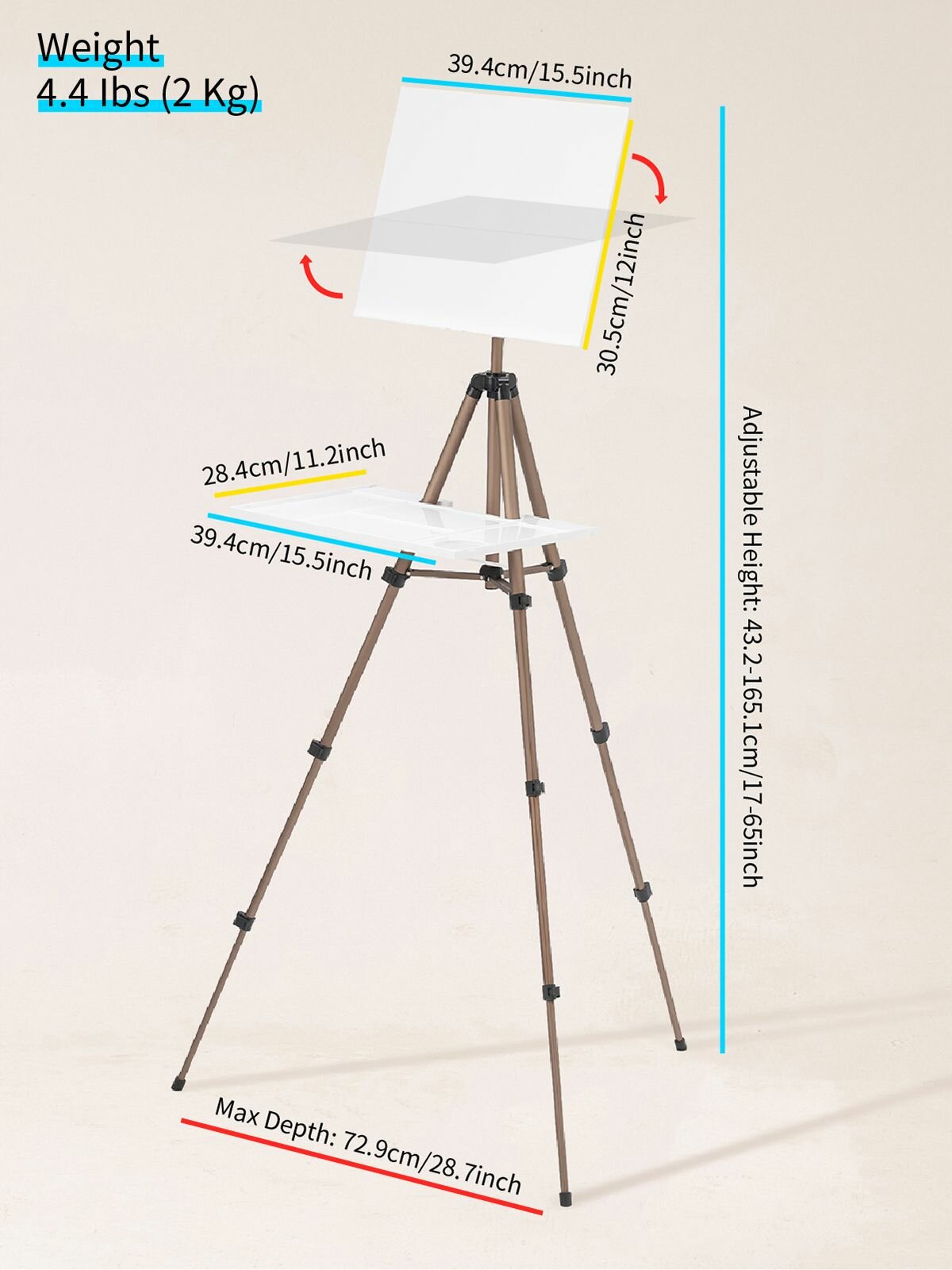 Мольберт MEEDEN, складной, треножный, пленэрный, для акварели, белый
