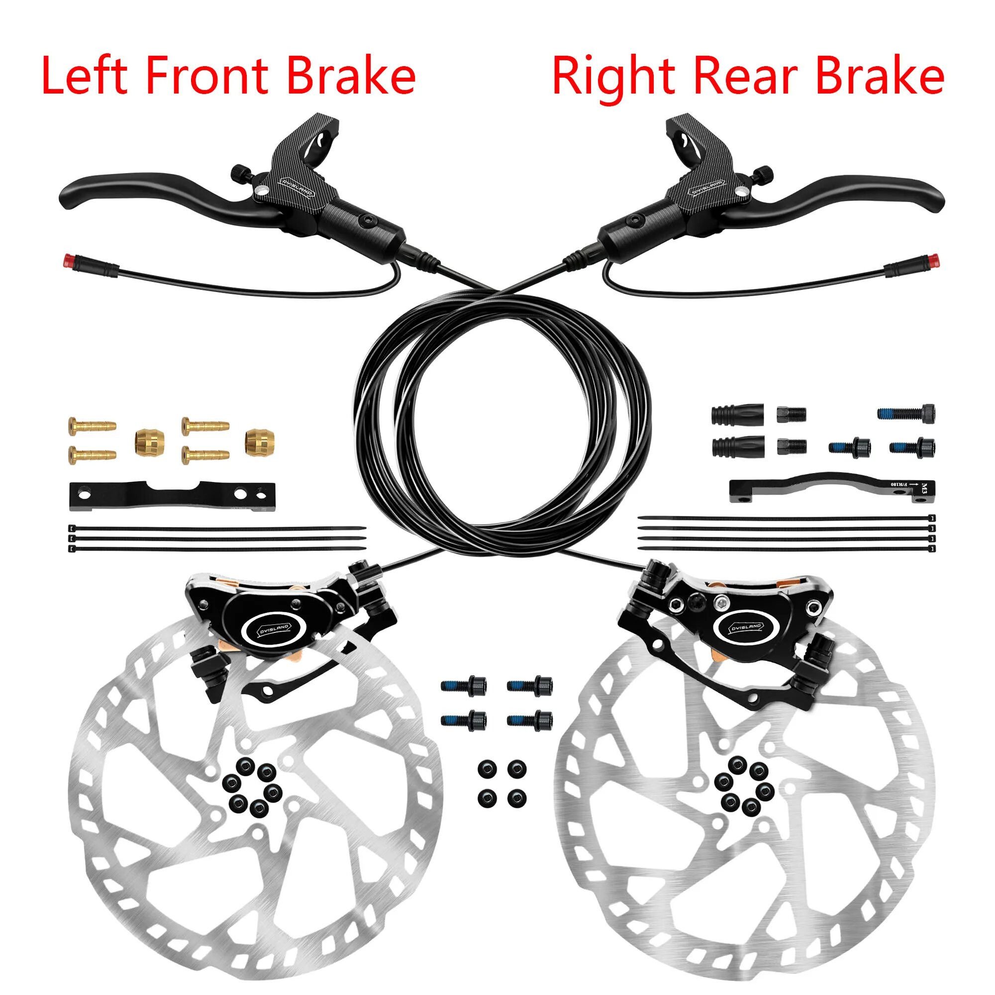 Гидравлический дисковый тормозной комплект DYISLAND LD200PLUS с 2 поршнями для Black LD200PLUS