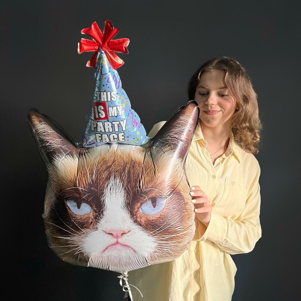 Фольгированный шар с гелием «Сердитый кот» в подарок на день рождения. Veresk 1031