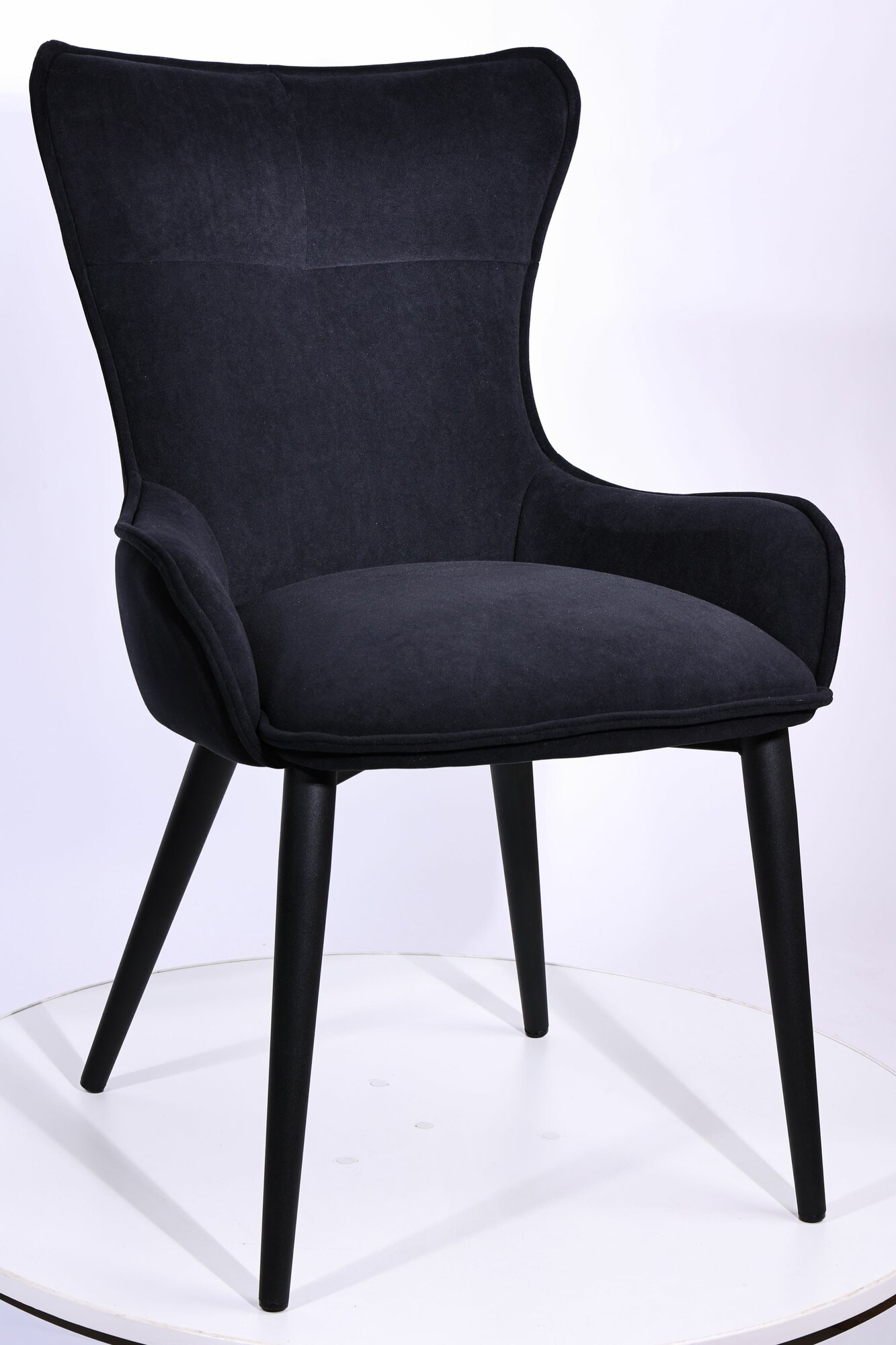 Стул кресло Лео, микровелюр, черные ножки, цвет черный