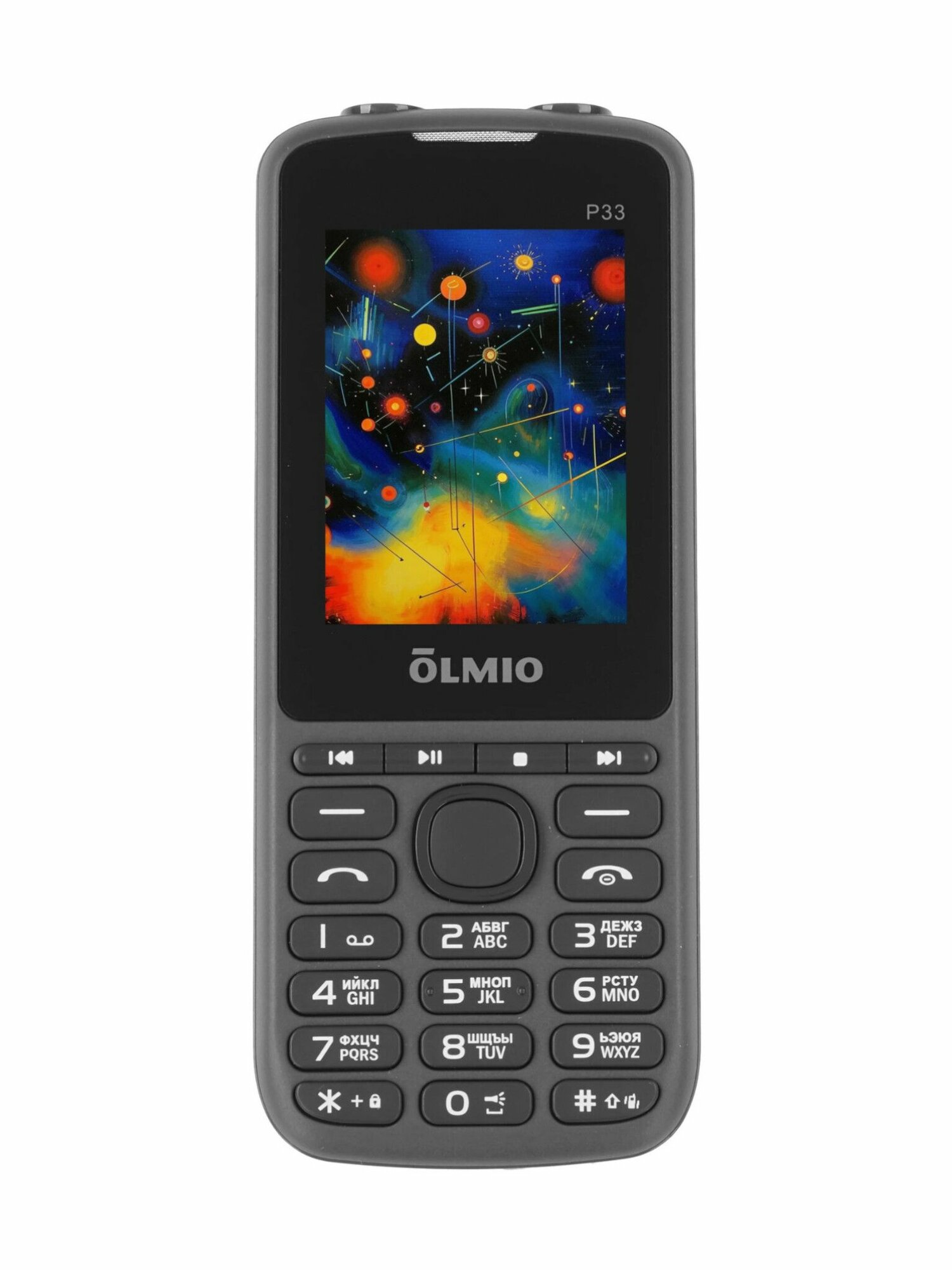 Телефон кнопочный мобильный OLMIO P33, Аккумулятор 1800 мА*ч, Двойной фонарик, FM-радио, Слот для карты памяти, Серый