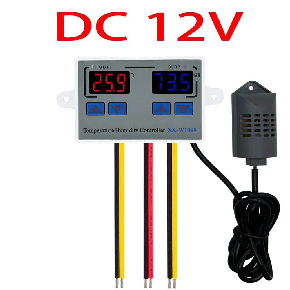 W1099 DC 12 В 24 В AC 110-220 В цифровой регулятор температуры и влажности инкубатор для яиц термостат регулятор влажности регулятор, DC 12V