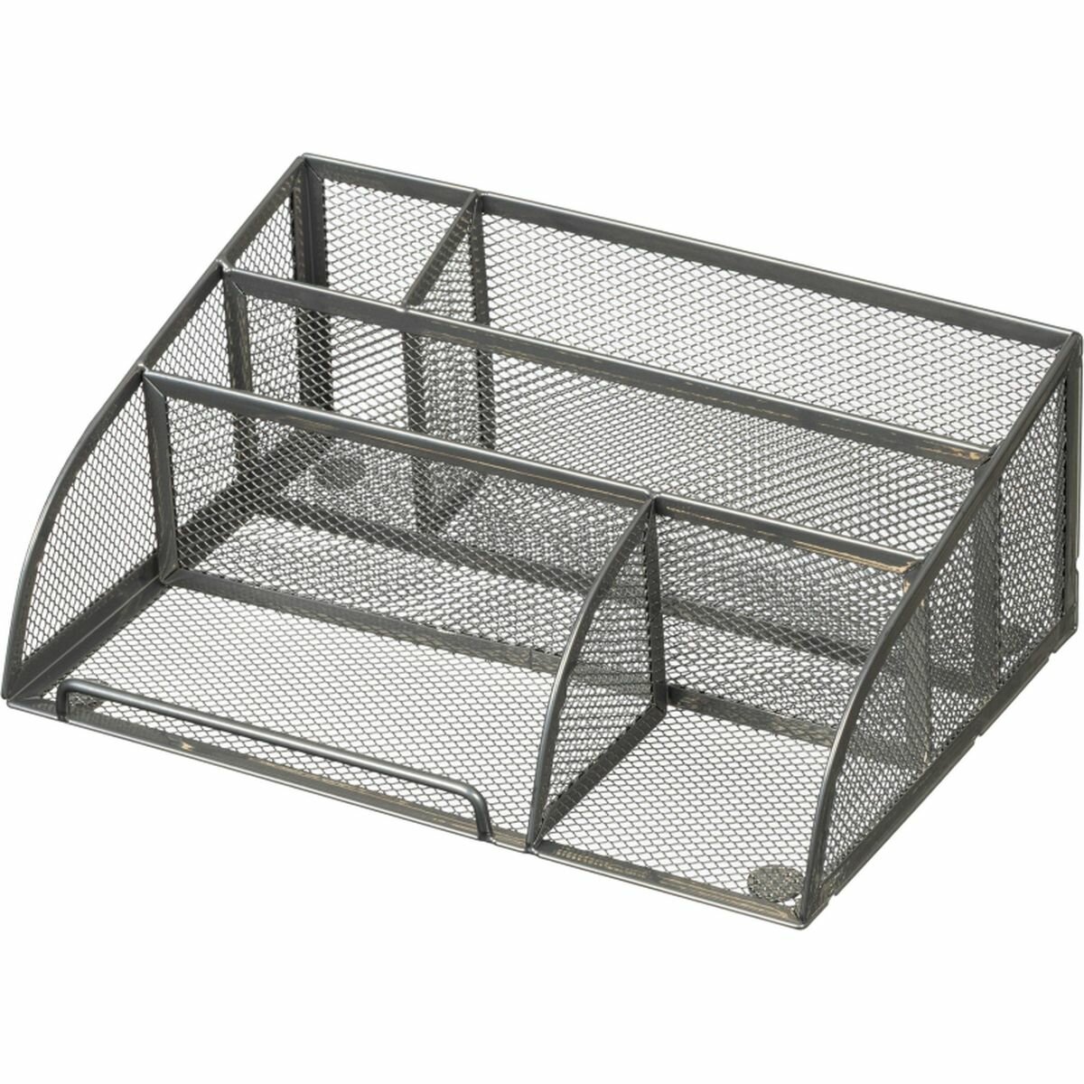 Подставка для канцелярских принадлежностей Комус, 5 отделений, металл. сетка, серебристая (2115191)