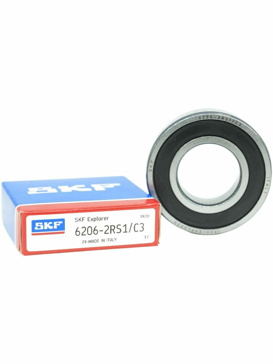 Подшипник 6206-2RS1/C3 SKF (30x62x16 мм) шариковый радиальный, с тепловым зазором, 1 шт.