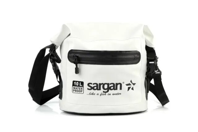 Гермо-сумка через плечо сарган "пляжка", с доп. карманом, 10.0л, белая