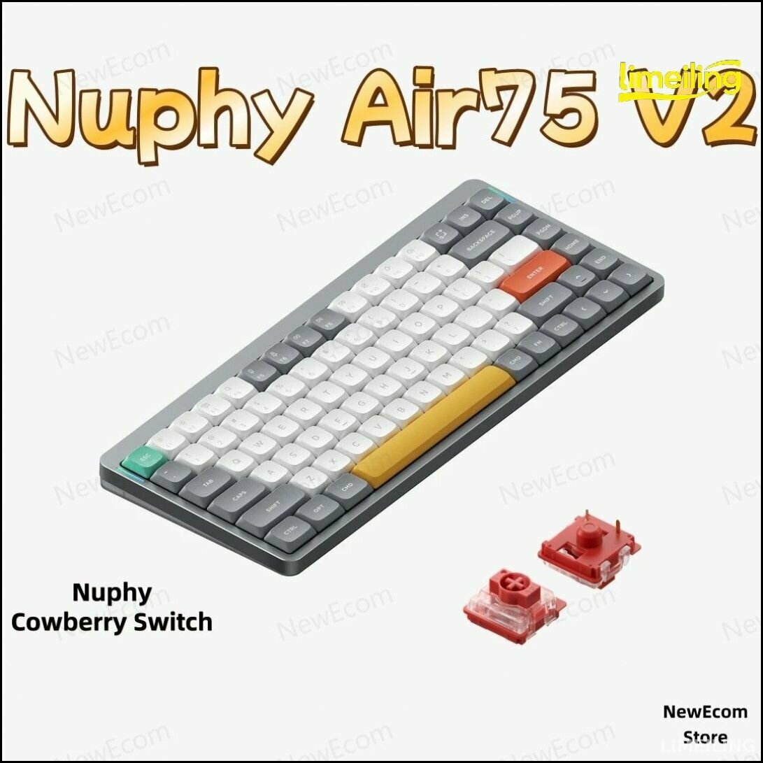 Эксклюзивная механическая клавиатура Nuphy Air75 V2 с беспроводным подключением и свитчами Cowberry, оттенок Lunar Gray