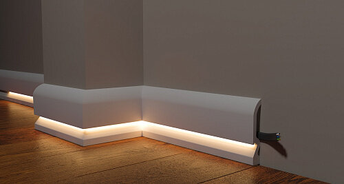 Плинтус напольный 21x100 мм белый ударопрочный полистирол полиуретановый под покраску 1 метр