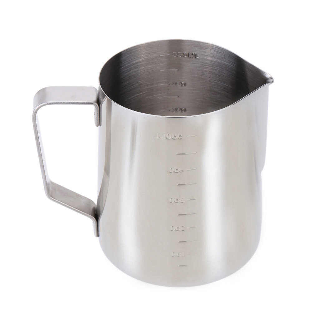 Кружка для вспенивания молока из нержавеющей стали Milk Frother Pitcher контейнер для молочной пены мерные чашки кофеварка цвет серебристый объем 350ML(S) 550ml(L) опционально