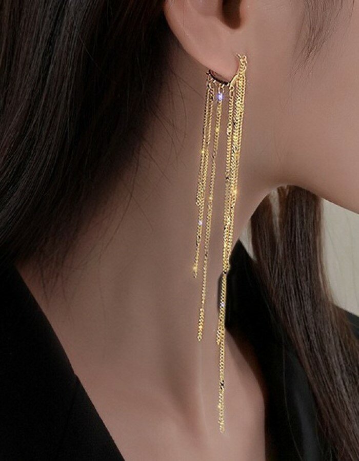 Серьги с подвесками, конго, размер 130 мм, золотистый — фото 1