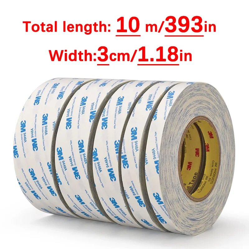 3M 9448A Ультратонкая Высокотемпературная Двухсторонняя Клейкая Лента С Высокой 3cm 10m-1.18in 393in