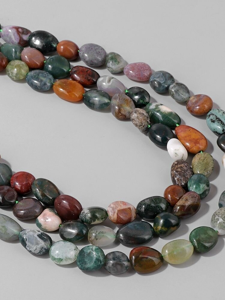 Индийский агат 1нить 8-12mm 18-19cm натуральный камень неправильной форма Бусины