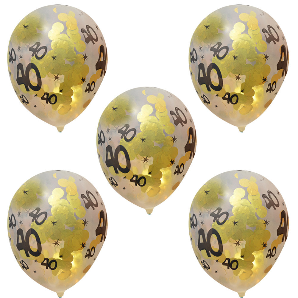 5 латексных шаров на 30, 40, 50 лет, украшение для дома на день рождения (золотые бумажки на 40 лет)