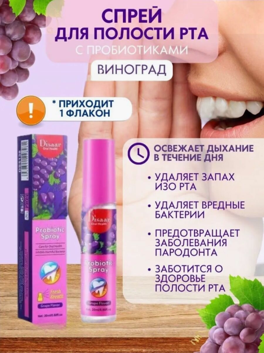 20 Мл Спрея Для Полости Рта Со Вкусом Винограда Для Свежего Дыхания