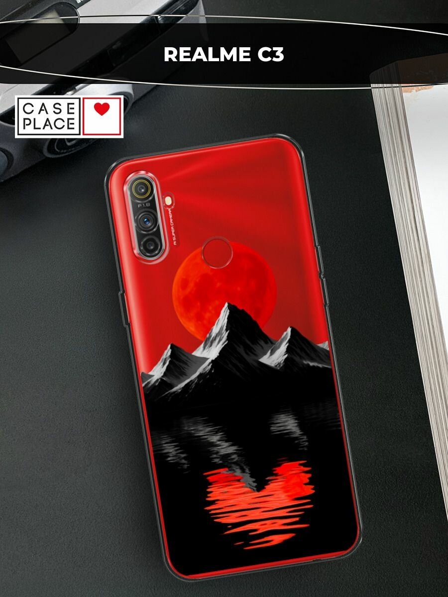 Чехол на Realme C3 / Реалми C3 с принтом Черная гора, прозрачный