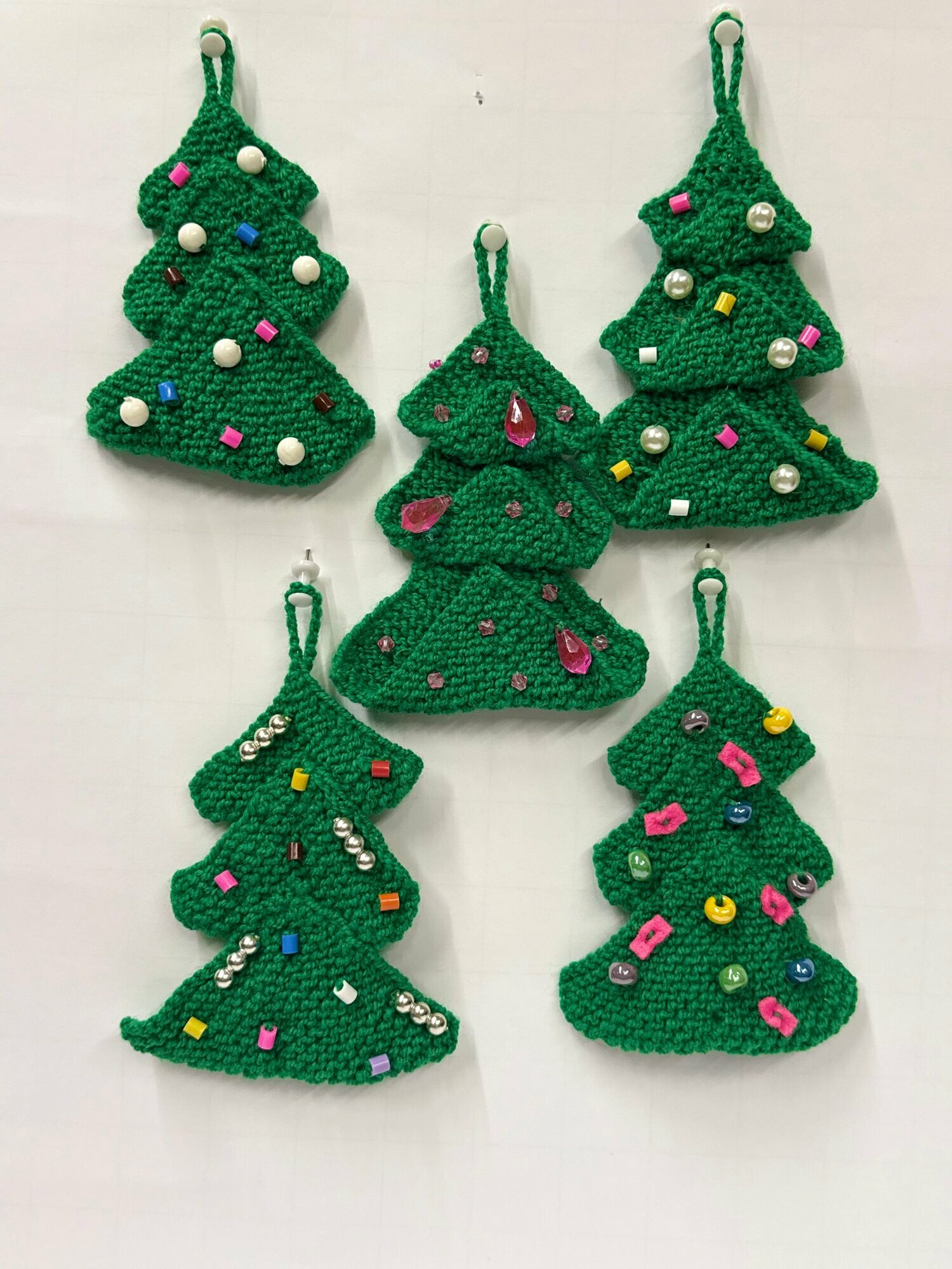 Набор вязанных игрушек аистенок "Елочка", акрил/шерсть, зеленый цвет, 5 шт