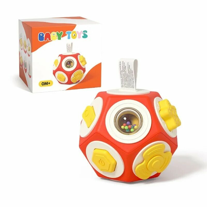 Бизиборд развивающий куб для детей 6-12 месяцев, игрушка Монтессори с зеркалом и шестеренками для моторики и путешествий