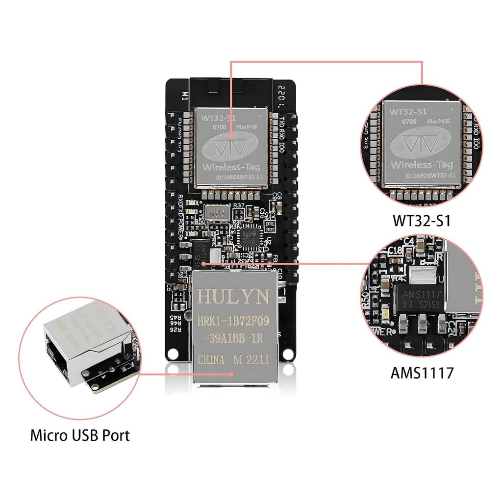 Модуль WT32-ETH01 для WiFi и Ethernet — фото 1