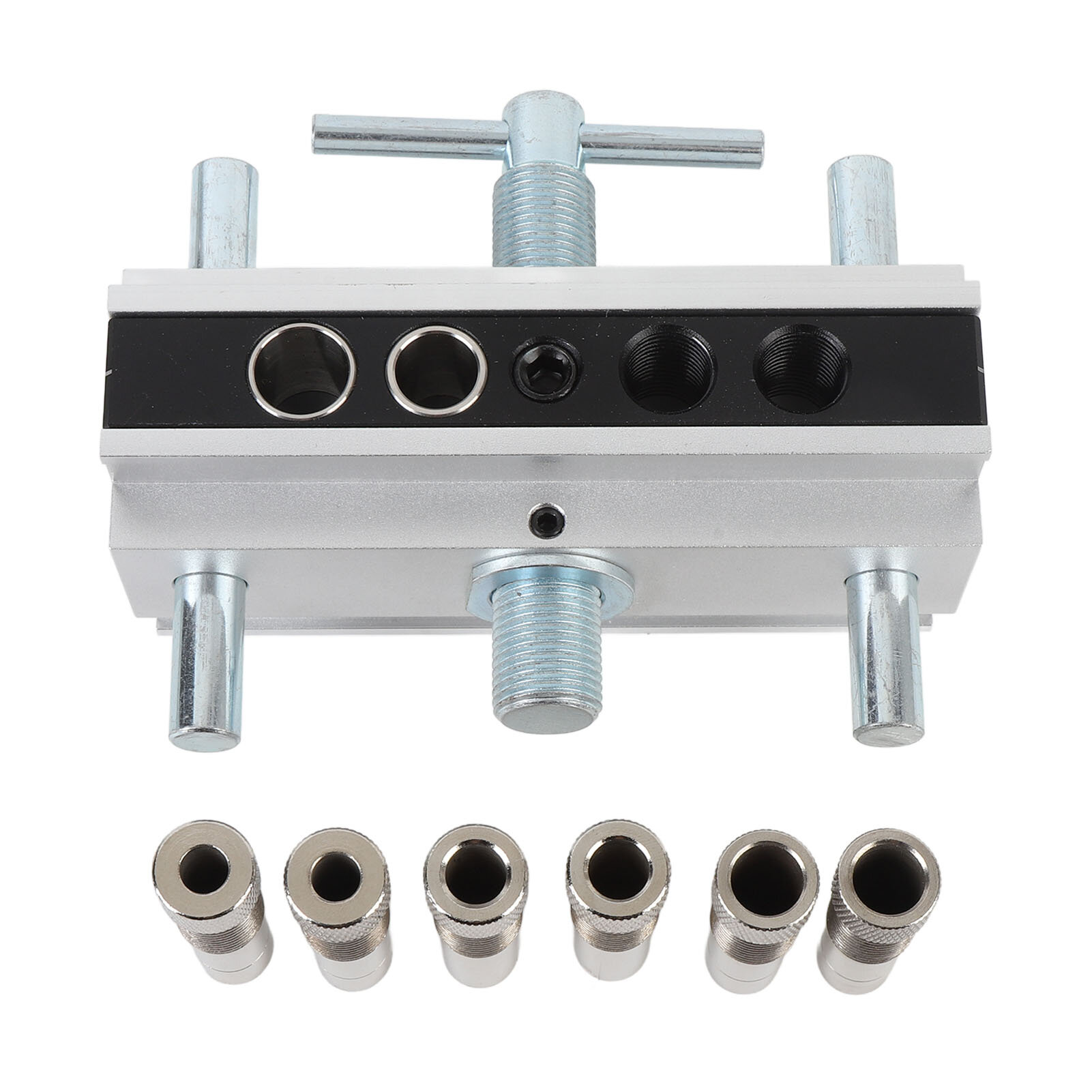 Комплект самоцентрирующихся дюбелей Самоцентрирующийся дюбель с направляющими втулками для сверла 1/4, 5/16, 3/8 дюйма для деревообработки, серебро