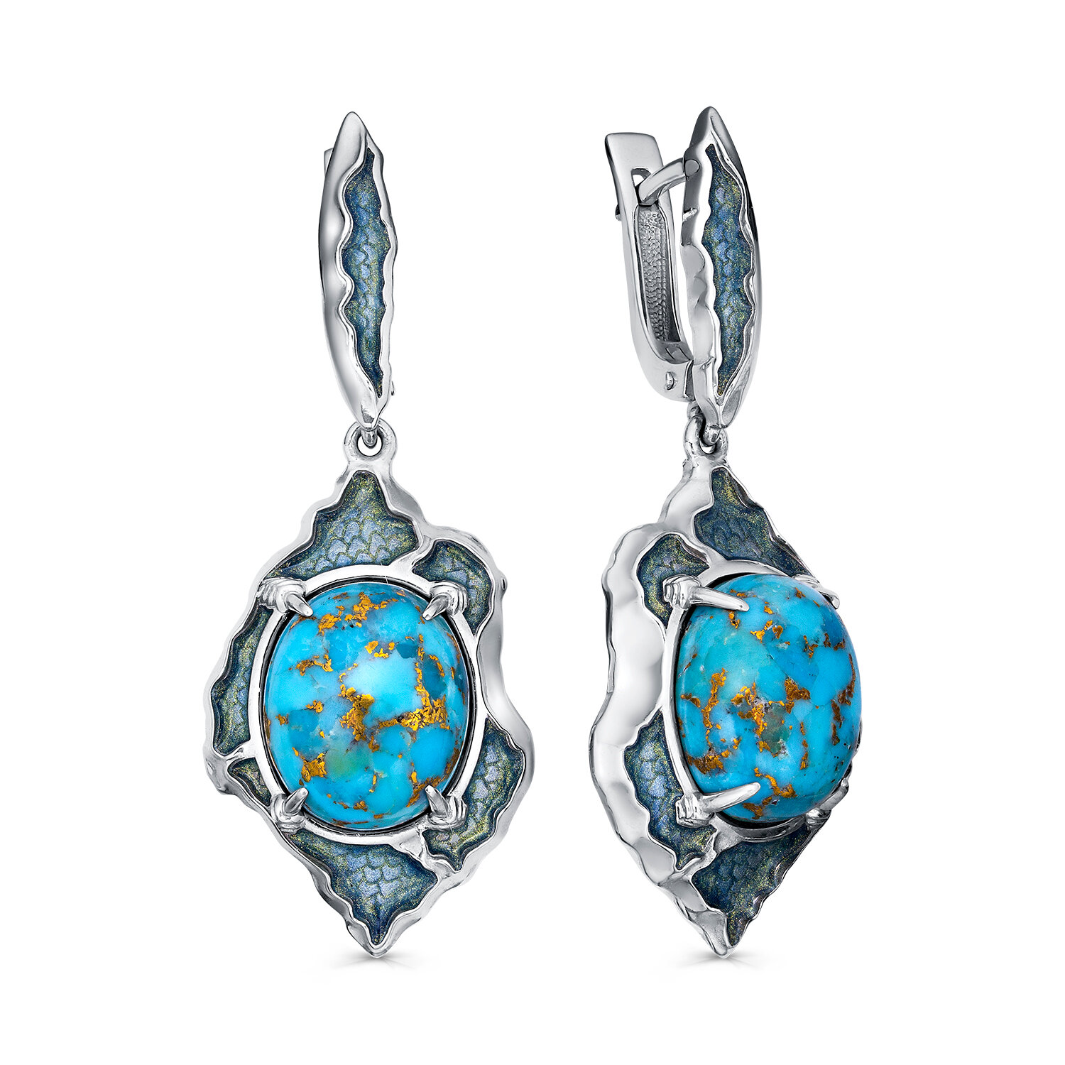 Подвеска для серег, серебро, 925 проба, бирюза