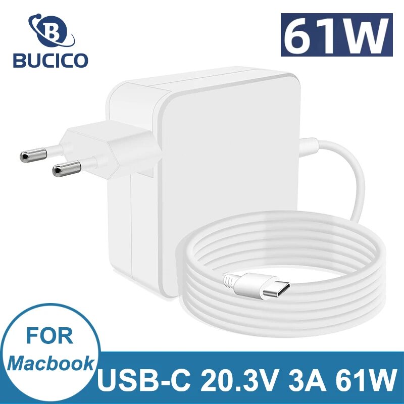 61 Вт 20,3 В USB C PD Зарядное устройство для ноутбука MacBook NEW Air Pro 13 12 дюймов A1540 A1646 A1718 Блок питания типа C Быстрая зарядка