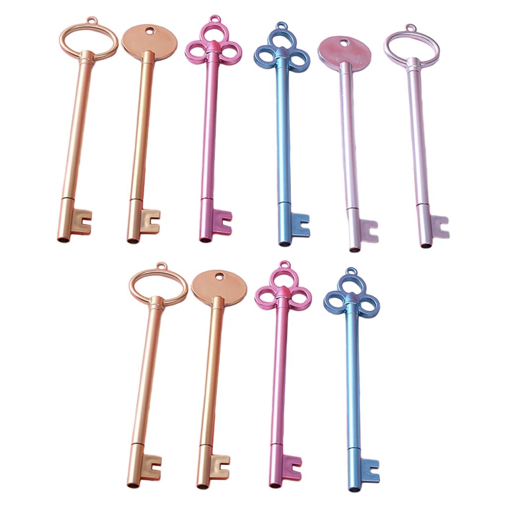 1 упаковка из 10 креативных гелевых ручек в форме ключей в стиле ретро (разные стили)